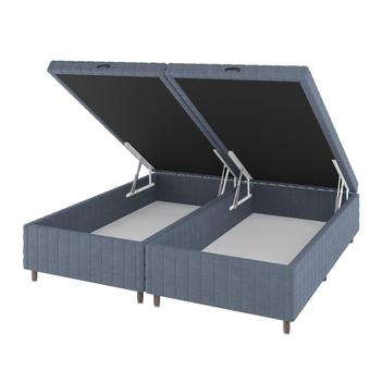 Base de Cama Box King Vision com Baú Rústico/Azul - Vian - Base Cama ...