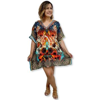 Bata Kaftan Indiana Digital com Brilhos Estampada Boho Luxo - Sarat ...
