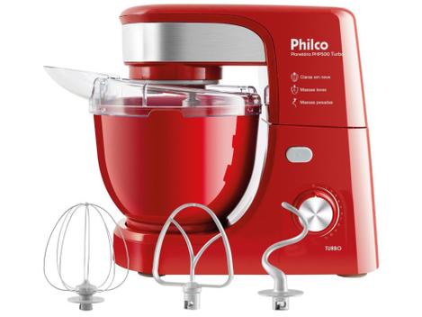 Batedeira Planetária Philco Vermelha 500W PHP500 Turbo 11 Velocidades - Batedeira Comum ...