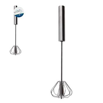 Batedor Semi Automático de Ovos Giratório Inox 30cm Utensílio Cozinha ...