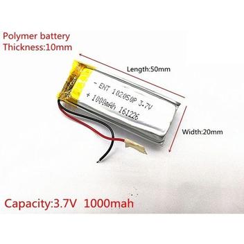 Bateria 3,7v 1000 Mah 10mm Espessura(grossa) 102050 2 Fios - KMIG ...