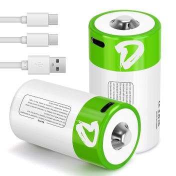 Baterias C recarregáveis Volkate 1.5V 7500mAh, pacote com 2 unidades ...