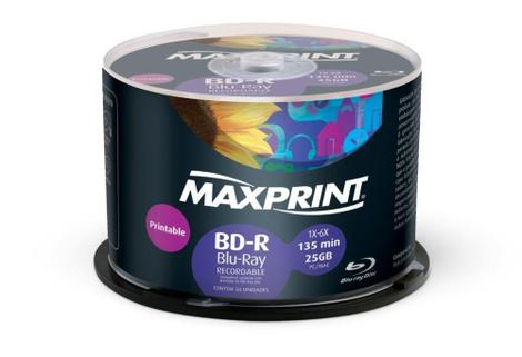 BD-R Blu-ray recordable 135 min 25gb pc/mac C/50un - Maxprint - Mídia ...