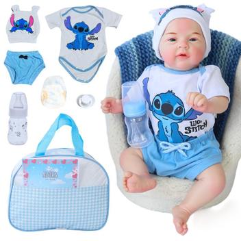 Bebê Reborn Boneco Menino Stitch Original Realista de Silicone Com ...