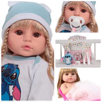 Bebê Reborn Loira Realista Stitch Com Bolsa Acessórios - Cegonha Reborn ...