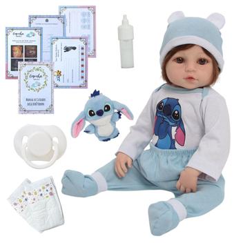 Bebê Reborn Realista Roupinha Stitch com Pelúcia Fofa 46cm - Cegonha ...