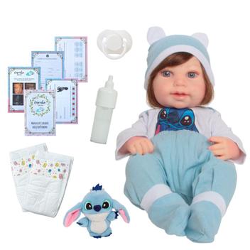 Bebê Reborn Roupa Stitch Silicone com Acessórios e Pelúcia - Cegonha ...