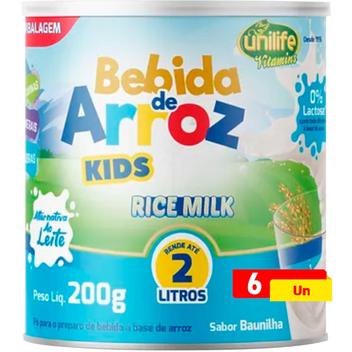 Bebida De Arroz Kids Rice Milk Sem Lactose 6 X 200g Unilife - Bebida de ...