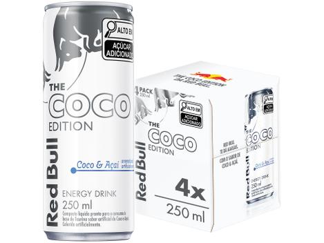 Bebida Energética Red Bull Coco e Açaí - 250ml 4 Unidades - Bebida ...