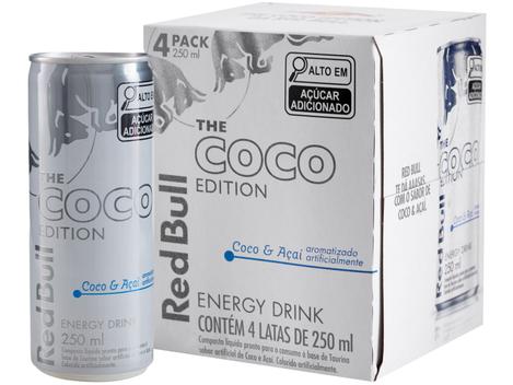 Bebida Energética Red Bull Coco Edition - Coco e Açaí 250ml 4 Unidades ...