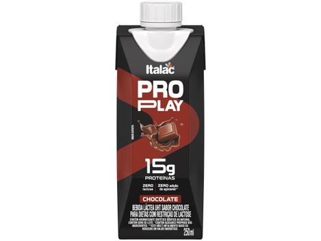 Bebida Láctea UHT Proteica com 15g de Proteínas Italac Whey Protein Pro Play Chocolate Zero ...