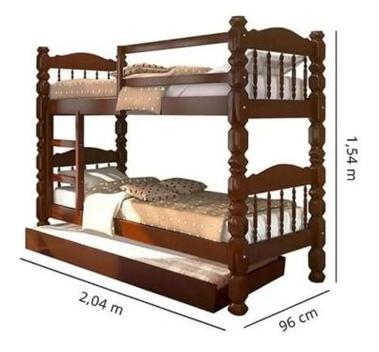 Beliche palmo com cama auxiliar- castanho - KAMABEL - Beliche e ...