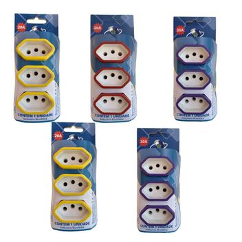 Benjamin Tomada 20A Adaptador Tomada 3 saídas Pino Maciço Bivolt - Kit ...