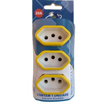 Benjamin Tomada 20A ,Adaptador Tomada Bivolt 3 saídas Pino Maciço 20A ...