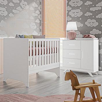 Berço Americano e Cômoda Ambiente Retro Maya Branco Acetinado Canaã ...