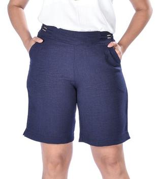 Bermuda Feminina Alfaiataria Tecido Linho Social - EL HABITO CASUAL ...