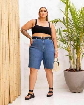 Bermuda Jorts Feminina Plus Size - Blubetty - Bermuda Plus Size ...