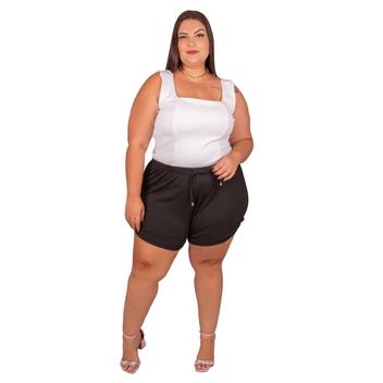 Bermudas Femininas Plus Size Soltinhas Malha Canelada Moda Verão 2024 - INFLUENCIA LC MODAS ...