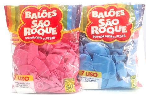 Bexigas para chá revelação Azul/Rosa São Roque pacote c/50un - Balão ...