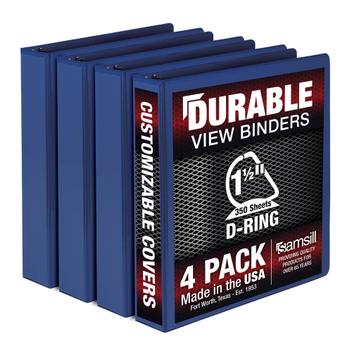 Binder Samsill D-Ring Durável de 1,5 Polegadas (Pacote com 4, Azul, 350 ...