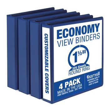 Binder Samsill Economy 1,5 Polegadas - 3 Anéis - Azul (Pacote com 4 ...