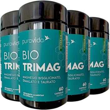 Bio Trimag 4 X 60 Cápsulas Puravida - Cloreto de Magnésio / Magnésio ...
