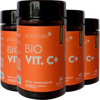 Bio Vitamina C 4 x 60 Cápsulas Puravida - Vitaminas A-Z - Magazine Luiza