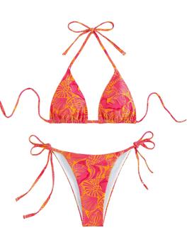Biquíni ZAFUL Triangle de 2 peças de corte alto para mulheres ...