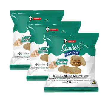 Biscoito Japonês Sembei Gergelim Vegano Sapporo - 3 Unidades 50g ...