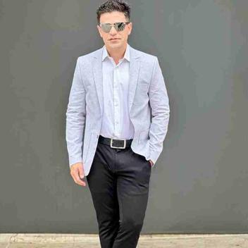 Blazer Masculino Slim de Linho e Algodão Cinza Claro - Raffer - Blazer ...