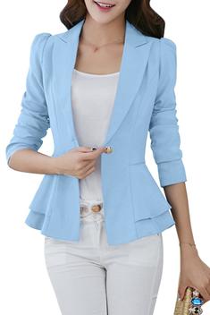 Blazer YMING feminino com botões, básico, azul água pura, L - Blazer ...