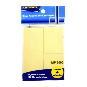 Bloco Adesivo para Anotações Amarelo 37.5x50mm com 4 Blocos de 100 ...