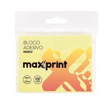 Bloco de notas adesivo amarelo pastel maxprint 38mm x 50mm 4 blocos ...