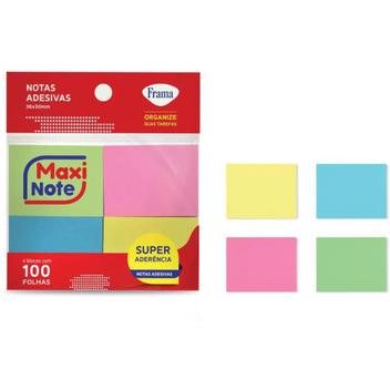 Bloco de Recado Autoadesivo Maxi Note 38X50MM - 4 Cores, 100 Folhas ...