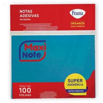 Bloco de Recado Autoadesivo Maxi Note 76X102MM Azul Neon - 100 Folhas ...