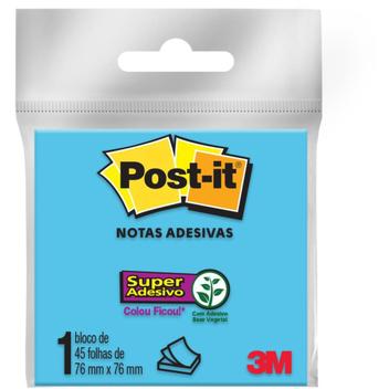 Bloco de Recados POST-IT 76X76MM Azul 45 Folhas - Super Adesivo - 3M ...
