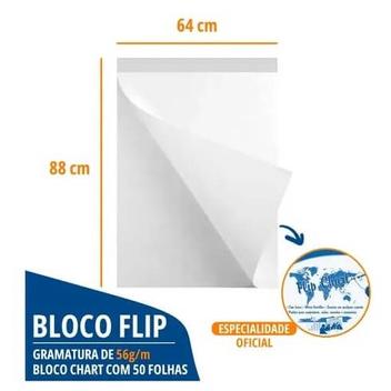 Bloco Flip Chart (64cm x 88cm) 56g com 50 folhas - Stalo - Flip Chart ...