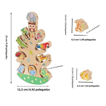Blocos De Empilhamento De Árvore De Equilíbrio De Madeira Montessori ...