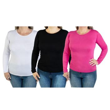 Blusa Manga Longa ONG Kit com 3 peças ML02 - Blusas Femininas ...