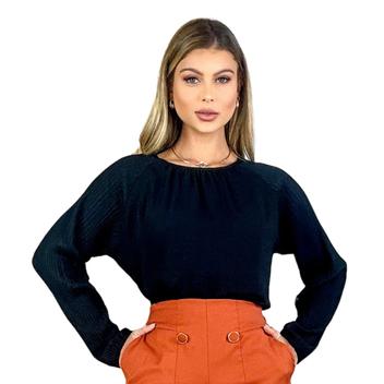 Blusa Social Feminina Manga Longa Plissada - Katyani Modas - Blusas Femininas - Magazine Luiza