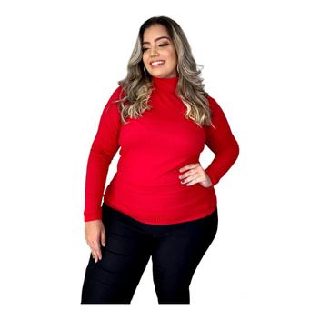 Blusas Gola Alta Em Malha Canelada Plus Size - Thania Moda Feminina ...
