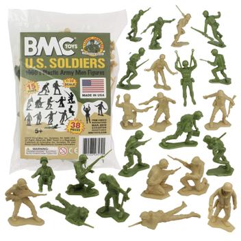 BMC Marx Plastic Army Men US Soldiers - Green vs Tan 38pc WW2 Figures ...