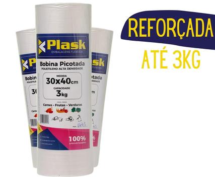 Bobina Picotada Fundo Reto 30X40 - Plask - Bobina Plástica - Magazine Luiza