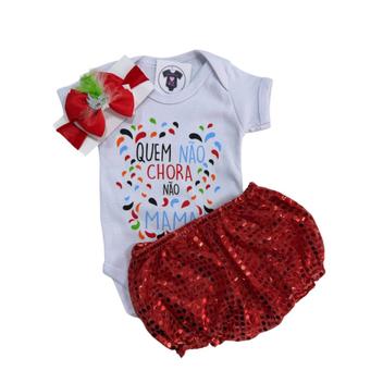 Body Bebê Carnaval + Shorts Paetê + Laço - Escolha Modelo - Temático ...
