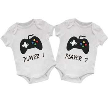 Body Bebê Gêmeos Player 1 e Player 2 - Starnerd - Body para Bebês ...
