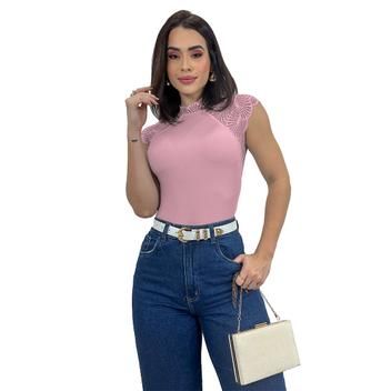 Body Blusa Blusinha Renda Manga Curta Fechado Rendado Bojo - Swiss ...