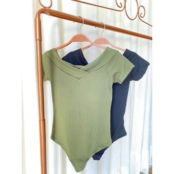 Body blusa canelado ombro a ombro manga curta tecido confortavel - Filó ...