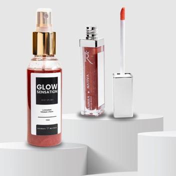 Body Splash Perfume Corporal + Lip Gloss Espelho Led Integrado Cor 03 ...