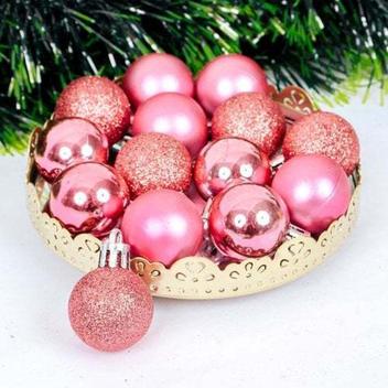 Bola De Natal Rosa Mista 15 Peças 3cm - Rio Master - Bola de Natal ...