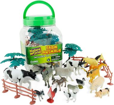 Boley Small Bucket Farm Animal Toys - 40 Piece Farm Animal Toy playset ...